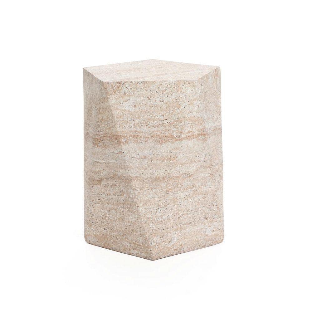 LuxenHome Travertine-Style Irregular Textured MgO Side Table WHOF2408 ...