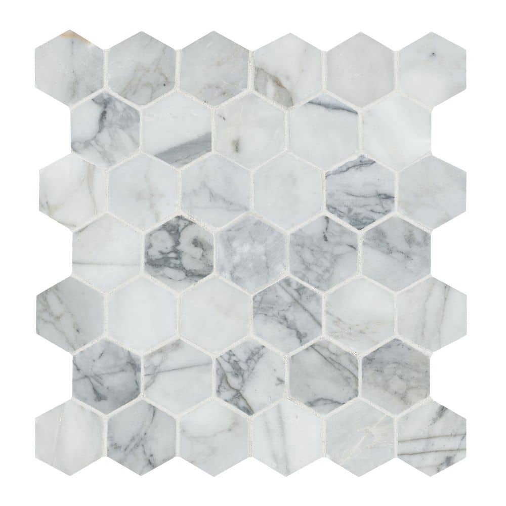 MSI Take Home Tile Sample - Calacatta Cressa 2 in. Hexagon 4 in. x 4 in ...