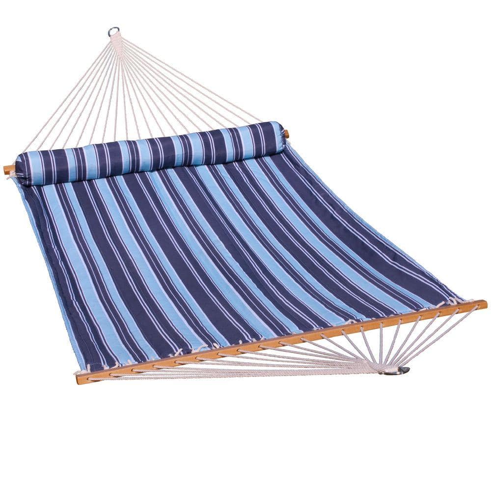 Algoma 13 ft. Quilted Reversible Hammock in Blue Stripe with Matching ...