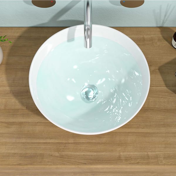 Swiss Madison Adour 16 in . White Ceramic Round Vessel Sink SM-VS341 ...