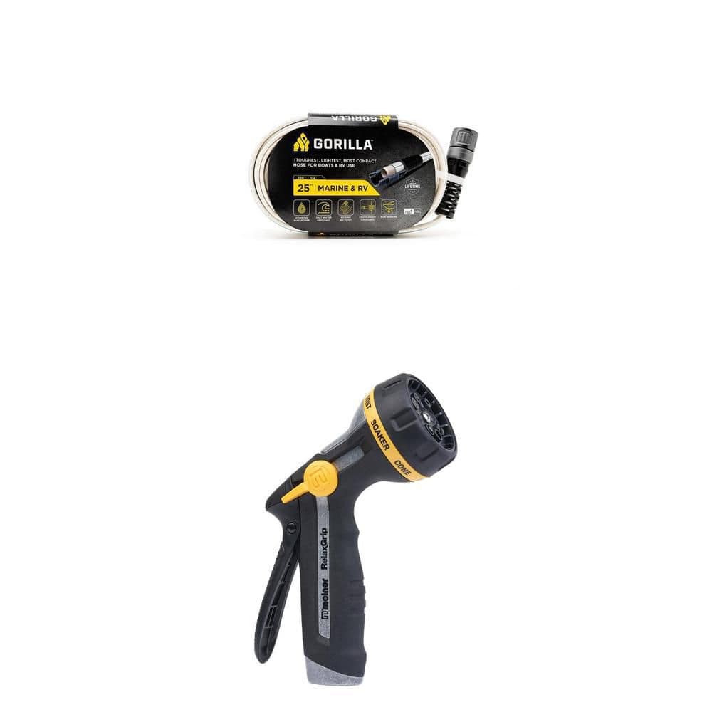 1/2 in. x 25 ft. Marine/RV Hose and Rear-Trigger 8-Pattern Adjustable ...