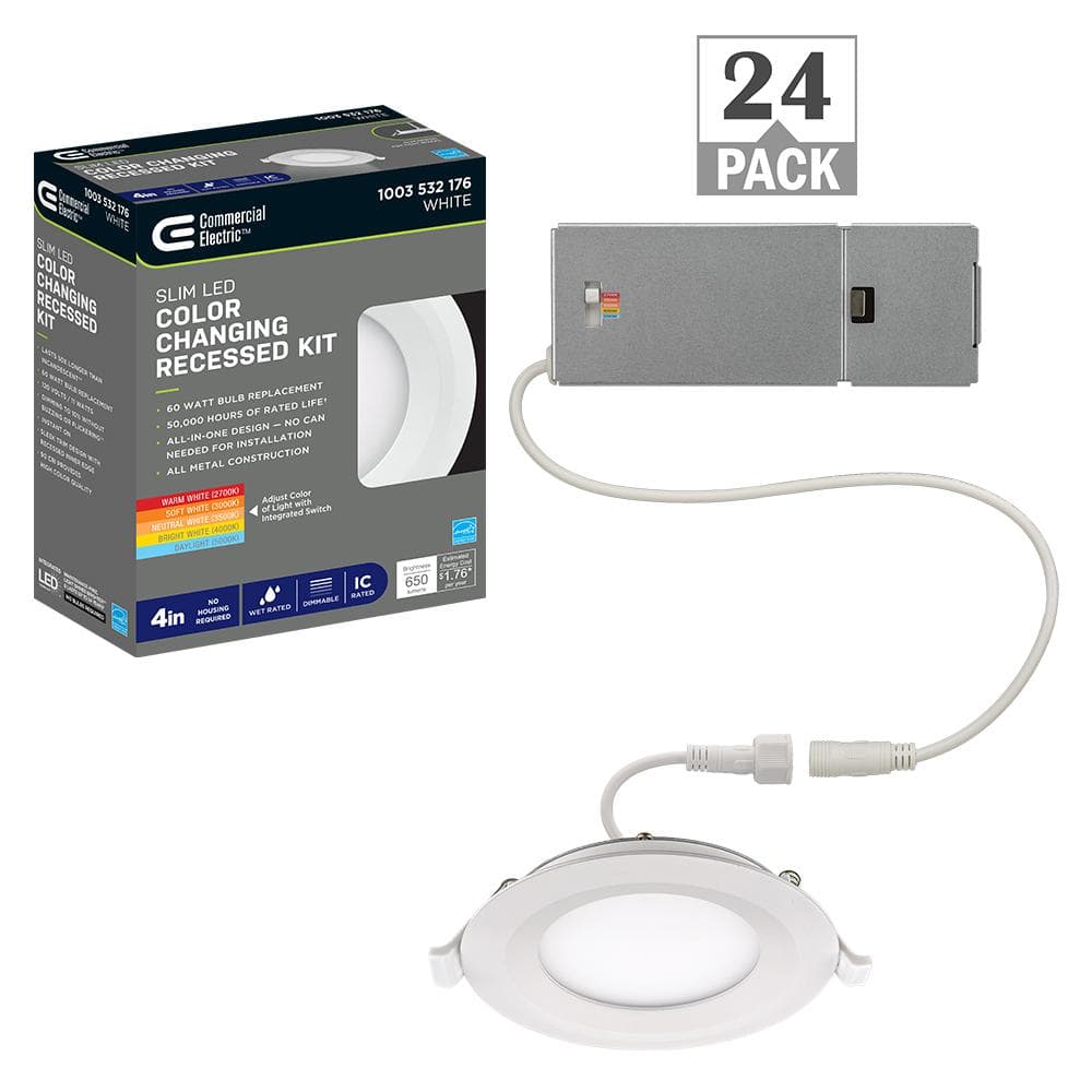 Commercial Electric 4 in. Adjustable CCT Integrated LED Canless ...
