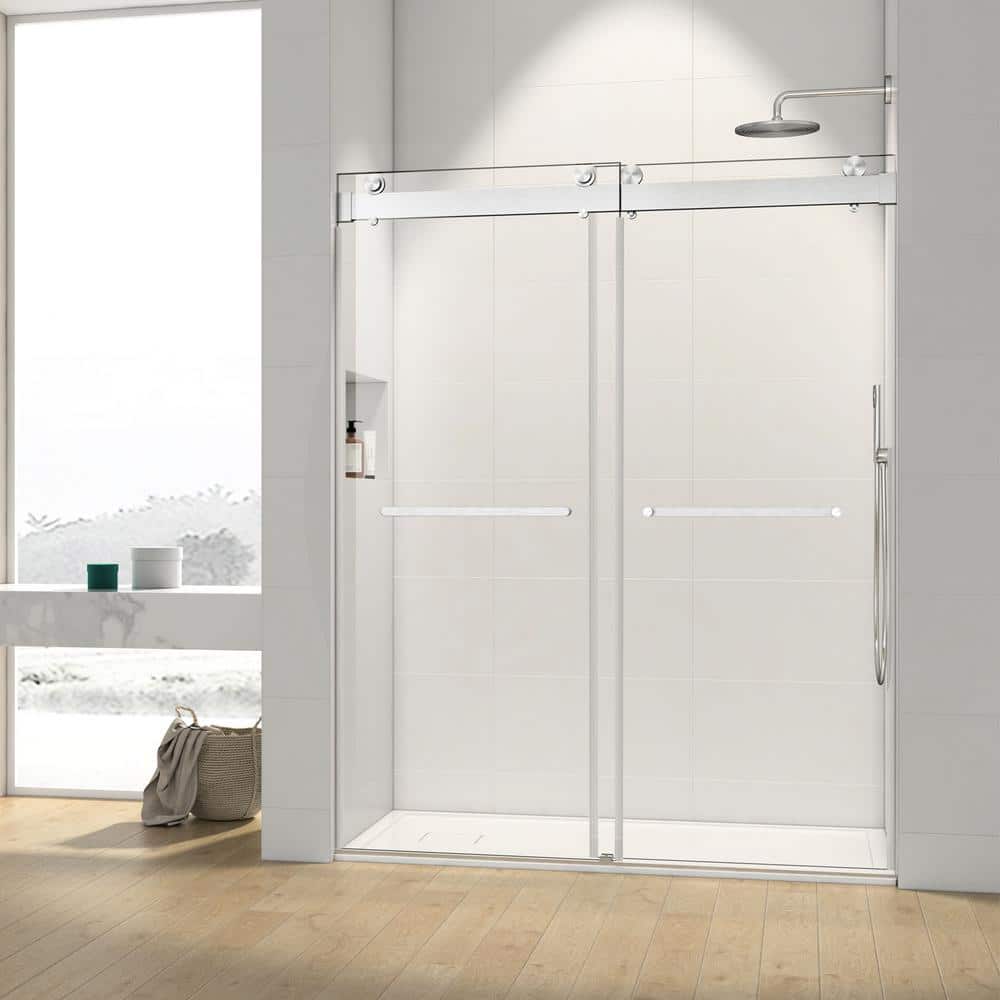 Satico 48 in. W x 76 in. H Double Sliding Frameless Shower Door ...