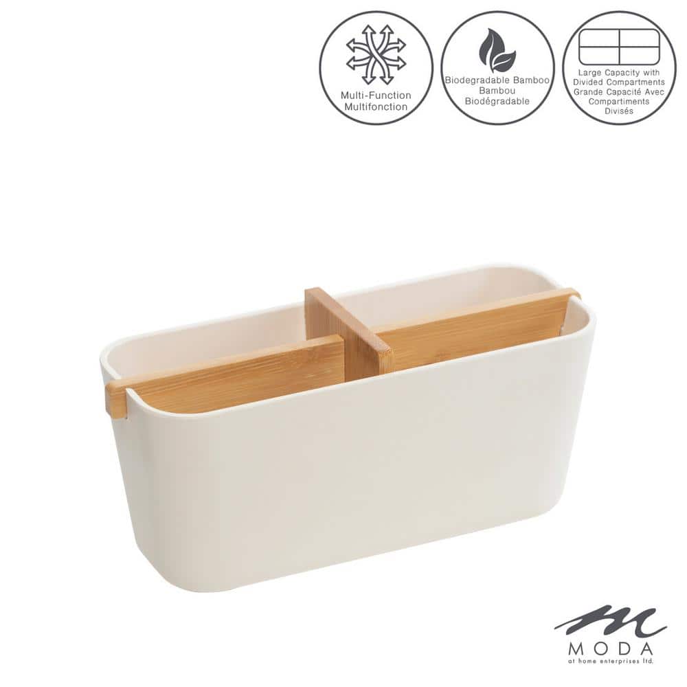 m MODA at home enterprises ltd. STOWE ORGANIZER BAMBOO FIBER WHITE ...