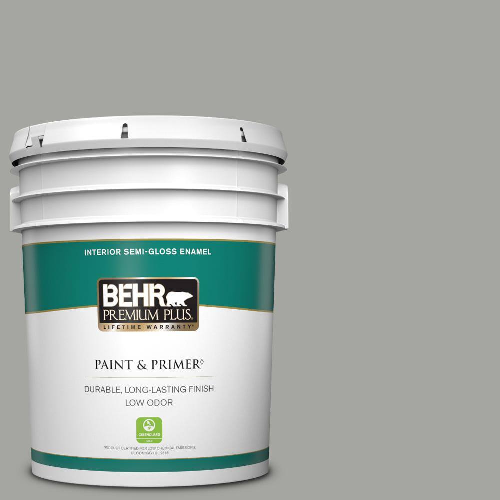 BEHR PREMIUM PLUS 5 gal. #PPU24-18 Great Graphite Semi-Gloss Enamel Low ...
