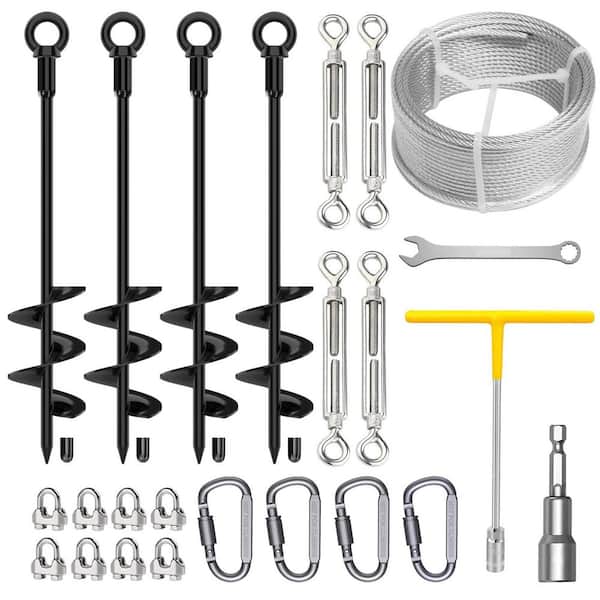 MOEPISY 4 Pieces 18 in. Fully Welded Ground Anchors Shed Anchor Kit ...