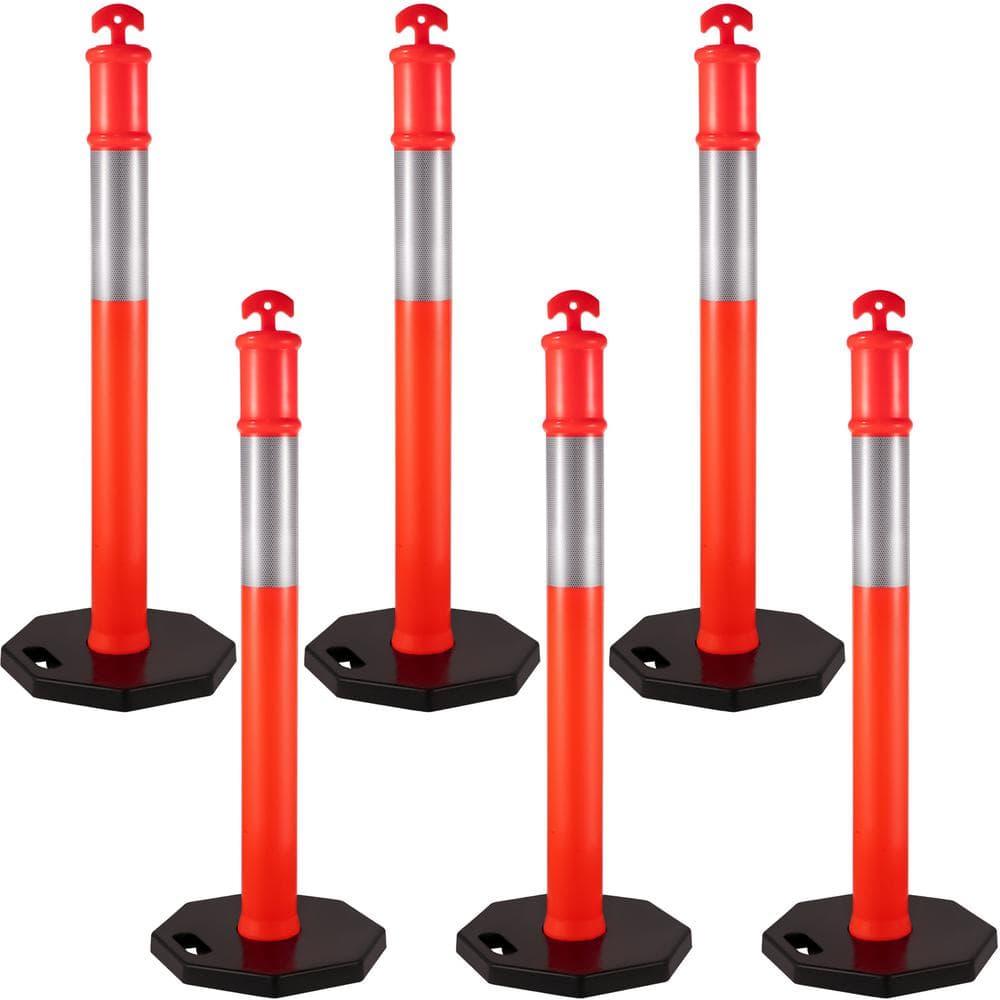 VEVOR Traffic Delineator Posts 44 in. H PE Cones Post 10 in. Reflective ...