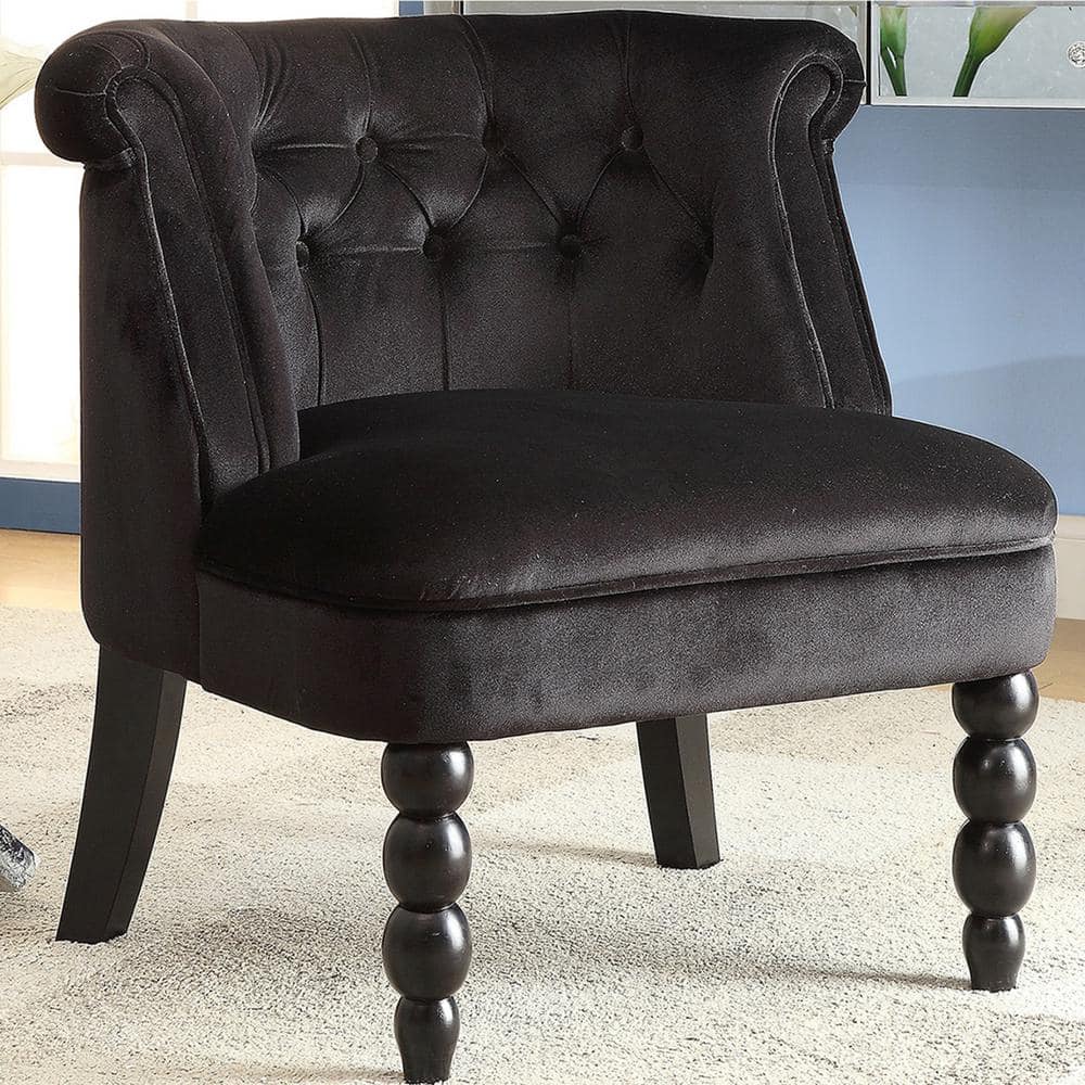 Baxton Studio Flax Contemporary Black Fabric Upholstered Accent Chair ...