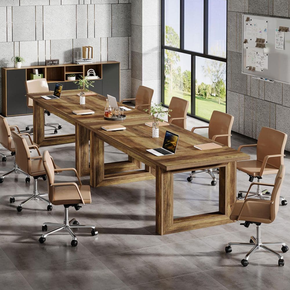 BYBLIGHT Moronia 63 in. Rectangle Executive Desk Brown Wood Computer ...