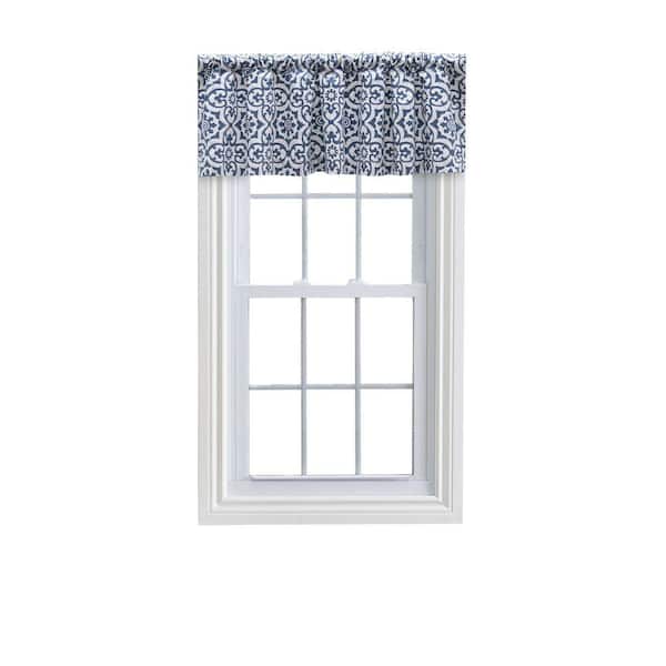 Ellis Curtain Athens 16 in. L Cotton Tailored Valance in Navy ...