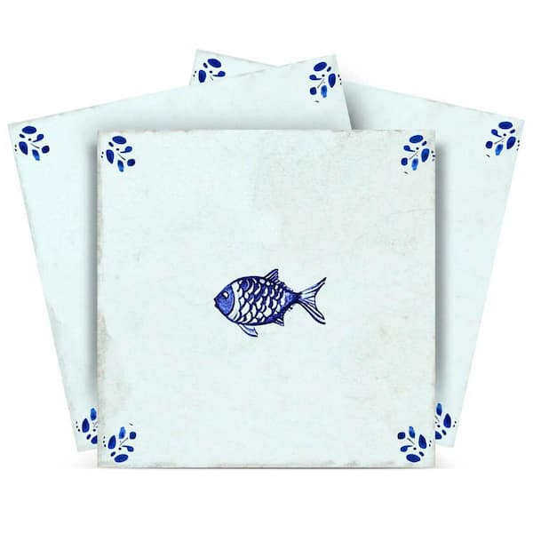 MI ALMA Blue D64 4 in. x 4 in. Vinyl Peel and Stick Tile (24 Tiles, 2. ...