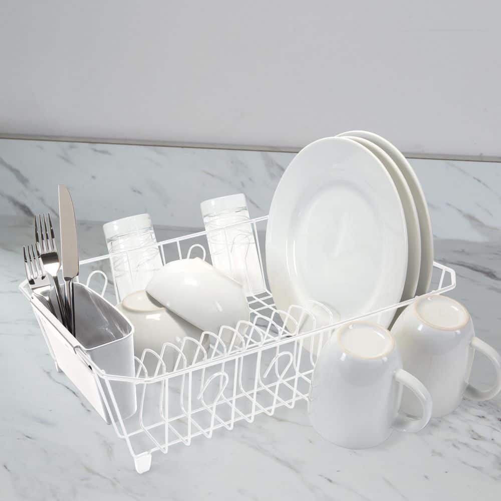 Kitchen Details White Dish Rack with Cutlery Basket 4030-WHT - The Home ...