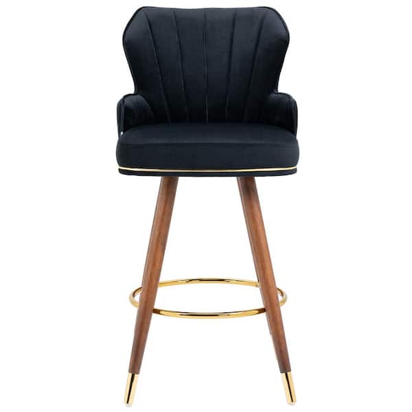 HOMEFUN 27.95 in. Upholstered High Back Wood Swivel Counter Bar Stools ...