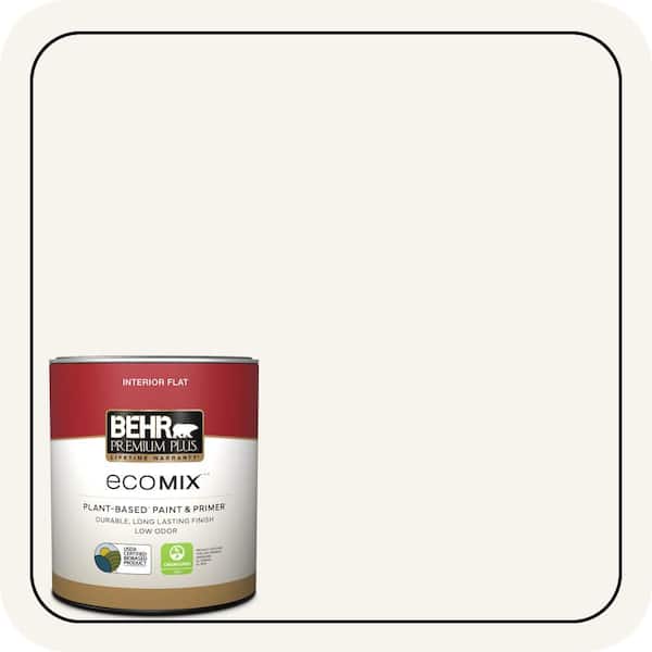BEHR PREMIUM PLUS 1 qt. #PWN-10 Decorator White Flat EcoMix Plant-Based ...