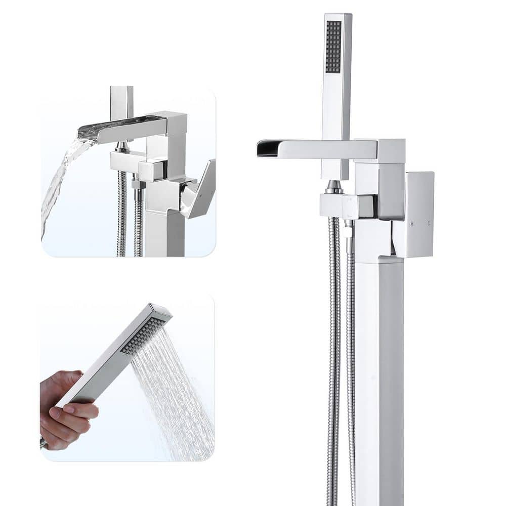 ARCORA Single Handle Free Standing Bathtub Faucet with Hand Shower in ...