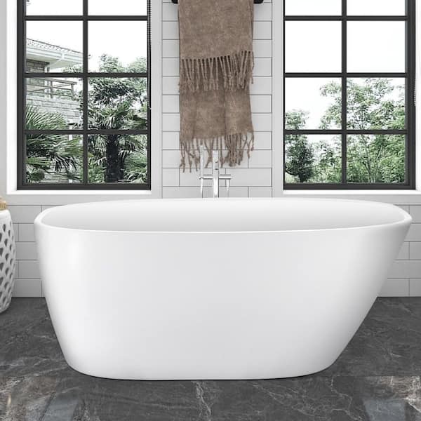 UPIKER Modern 67 in. Acrylic Single Slipper Freestanding Flatbottom ...