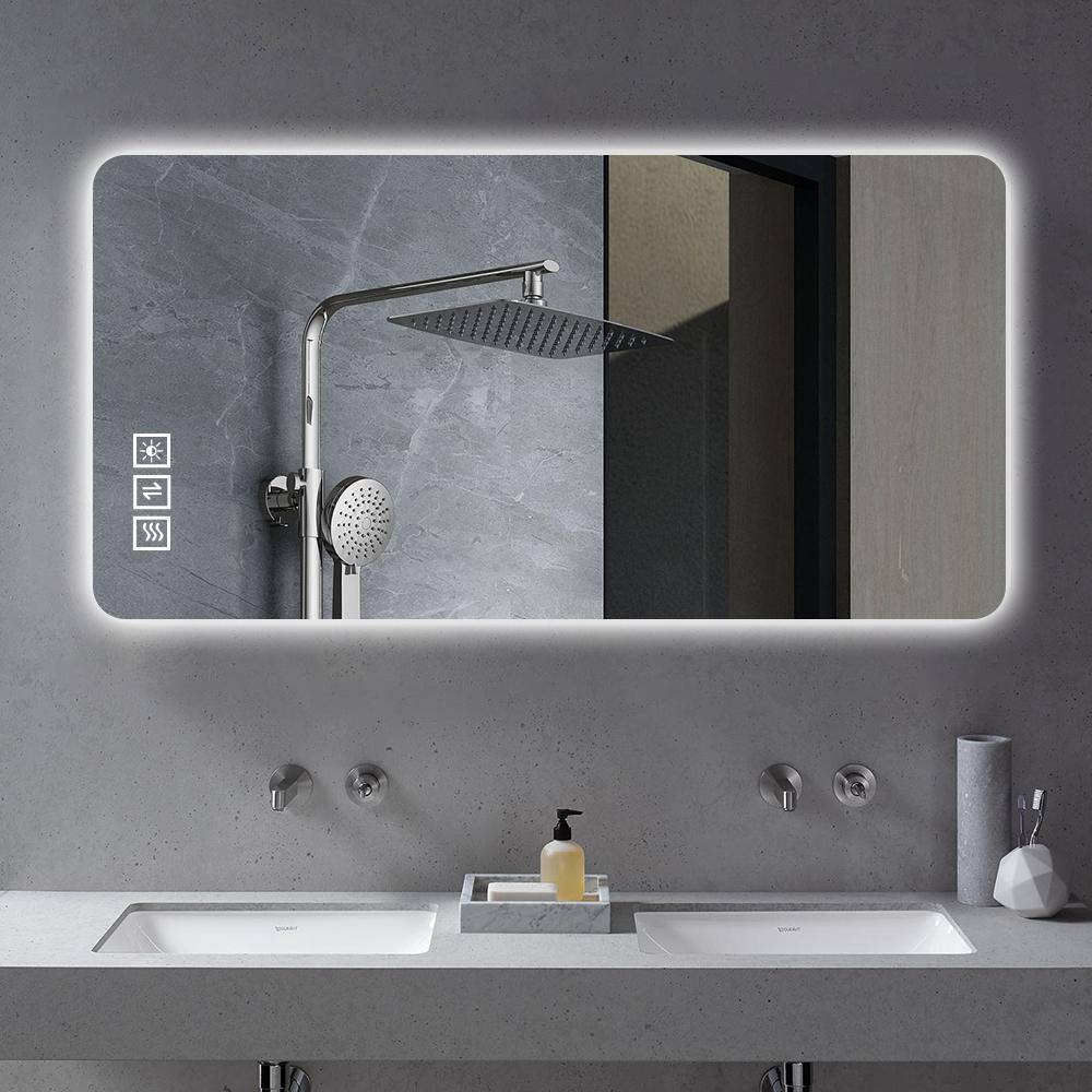 60 in. W x 28 in. H Rectangular Frameless Anti Fog Wall Mount LED ...