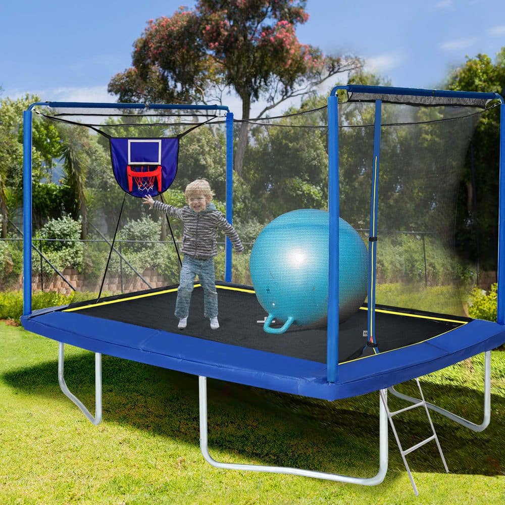SUNRINX FLIPZA 8 ft. x 12 ft. Trampoline with Basketball Hoop and ...