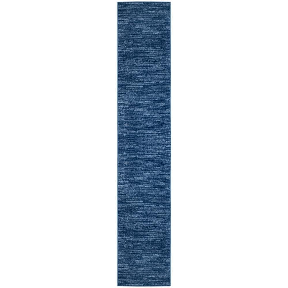 Nourison Essentials 2 ft. x 12 ft. Navy Blue Solid Contemporary Indoor ...