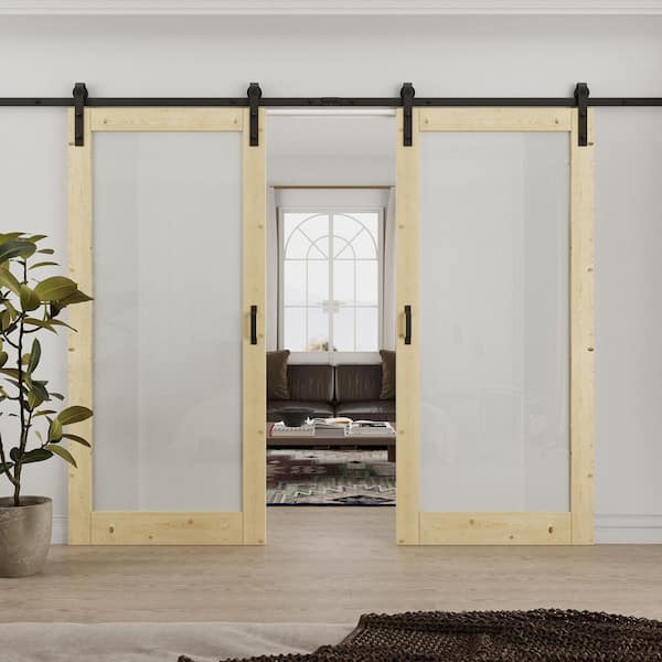 ARK DESIGN 36 in. x 80 in. 1-Lite Tempered Frosted Glass Unfinished ...