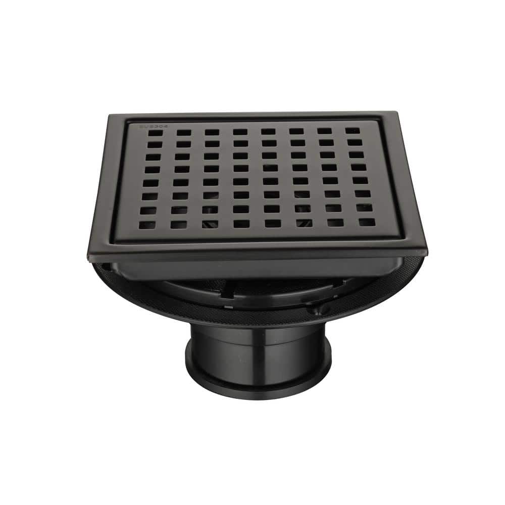Lukvuzo 6 in. SUS 304 Stainless Combo Floor Drain Matte Black (1-Pack ...