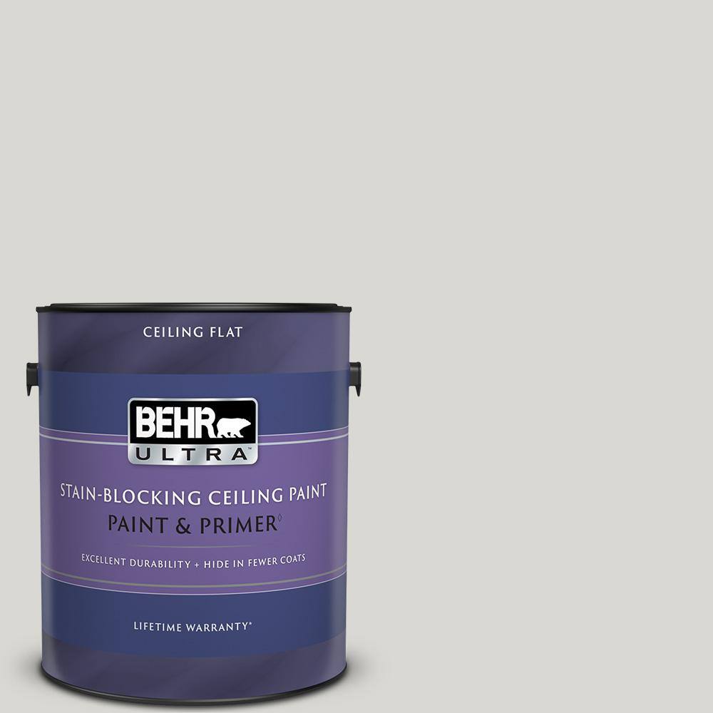 BEHR ULTRA 1 gal. #N360-1 Seagull Gray Ceiling Flat Interior Paint and ...