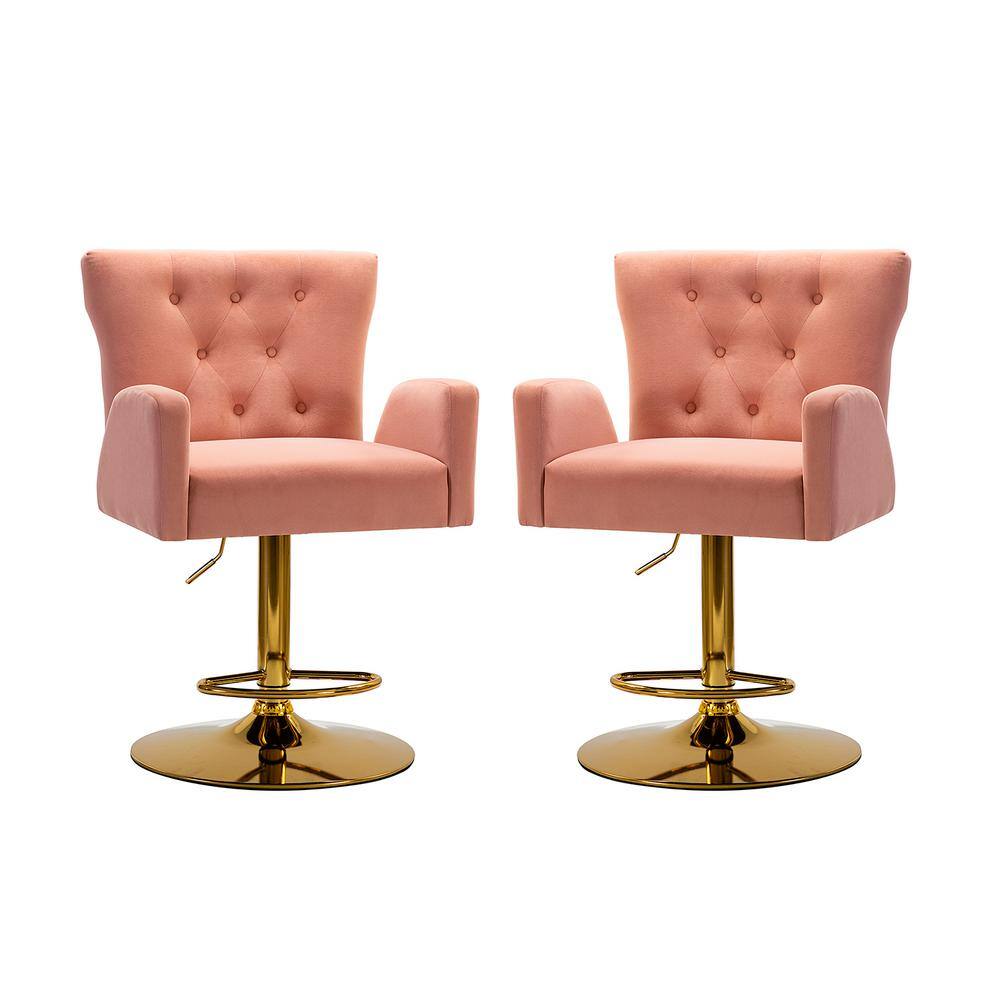 JAYDEN CREATION Luciana 41.7 in. Pink Swivel Adjustable Height Bar ...