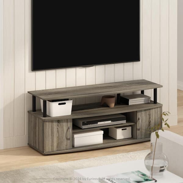 Furinno JAYA Grey Oak/Black TV Stand Entertainment Center Fits TV's up ...