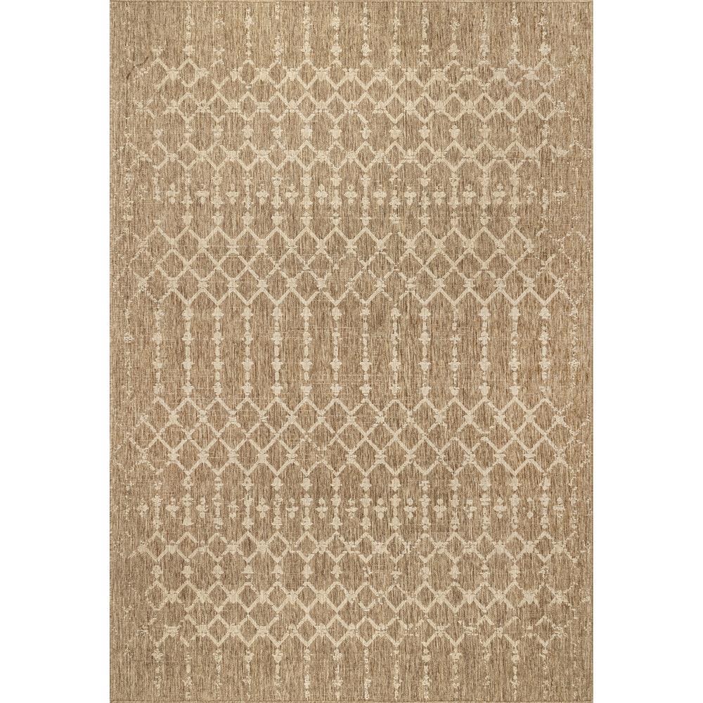 nuLOOM Grayson Beige 2 ft. x 8 ft. Moroccan Trellis Indoor/Outdoor ...