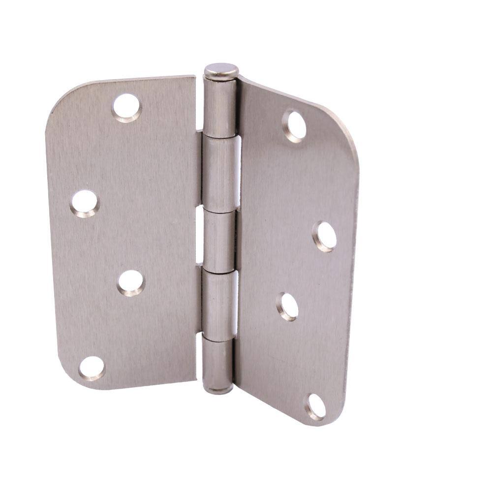 Everbilt 4 in. Satin Nickel 5/8 in. Radius Squeak-Free Door Hinge (60 ...