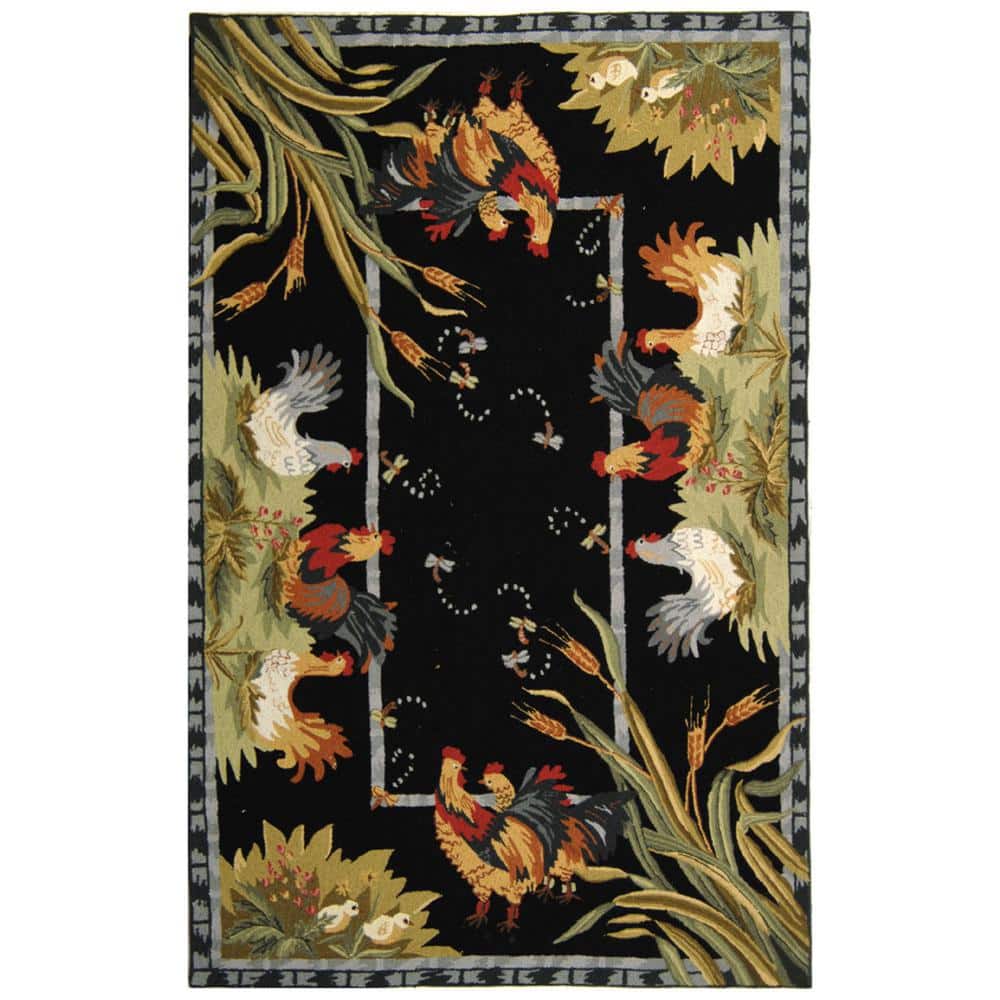 SAFAVIEH Chelsea Black 4 ft. x 6 ft. Border Animal Print Area Rug HK56B ...