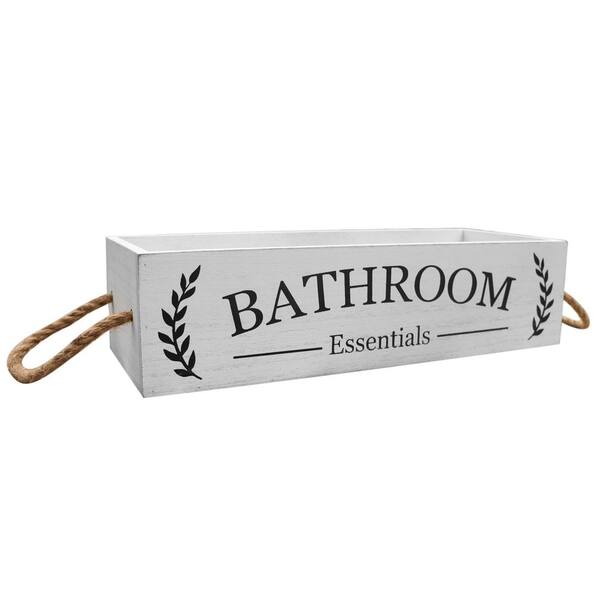 PARISLOFT Rustic White Wooden Bathroom Box MODU013 - The Home Depot