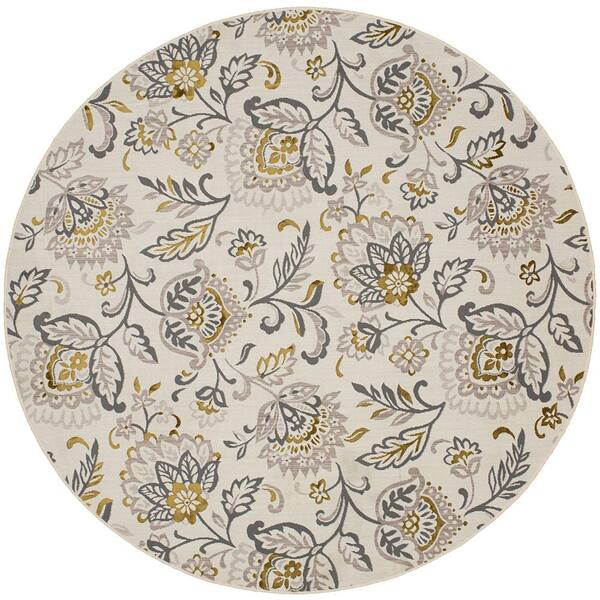 Home Decorators Collection Paladium Beige 8 ft. x 8 ft. Round Floral ...