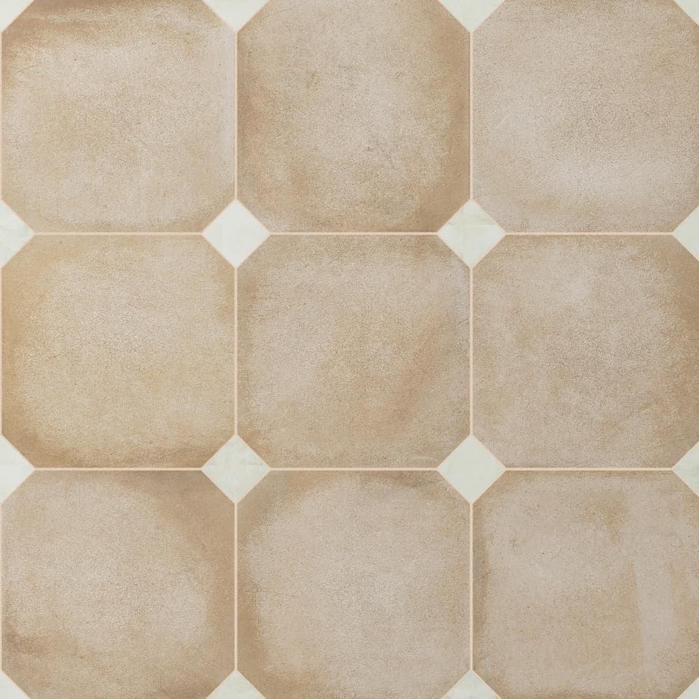 Merola Tile Laverton Octagon Beige with Taco Nieve 8 in. x 8 in ...