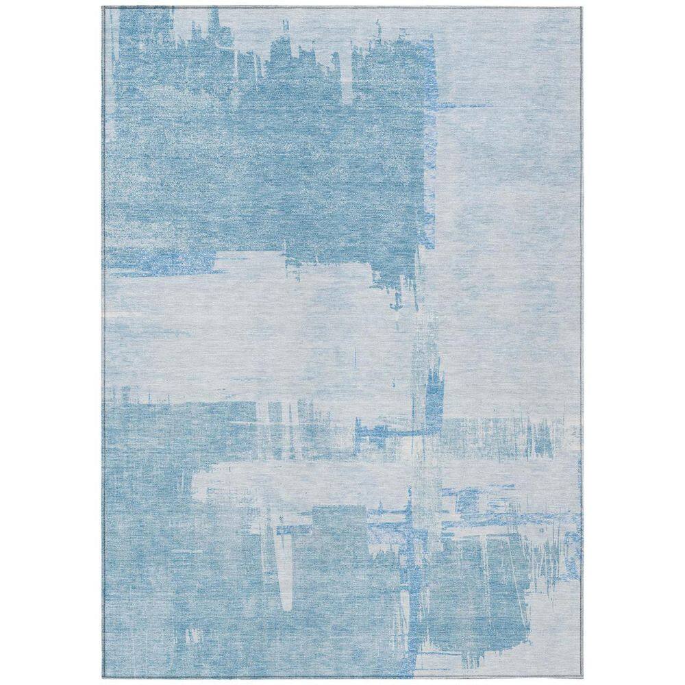HomeRoots Sky Blue, Denim Blue 10 ft. x 14 ft. Woven Abstract Polyester ...