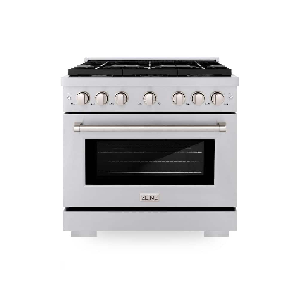 ZLINE Kitchen and Bath 36 in. 6-Burner Freestanding Gas Range with ...