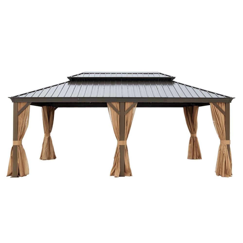 ToolCat 12 ft. x 20 ft. Aluminum Double Galvanized Steel Roof Gazebo ...