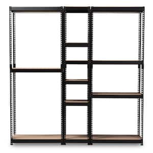 Baxton Studio Gavin Black Storage Rack with 10-Metal Shelves 152-7596 ...
