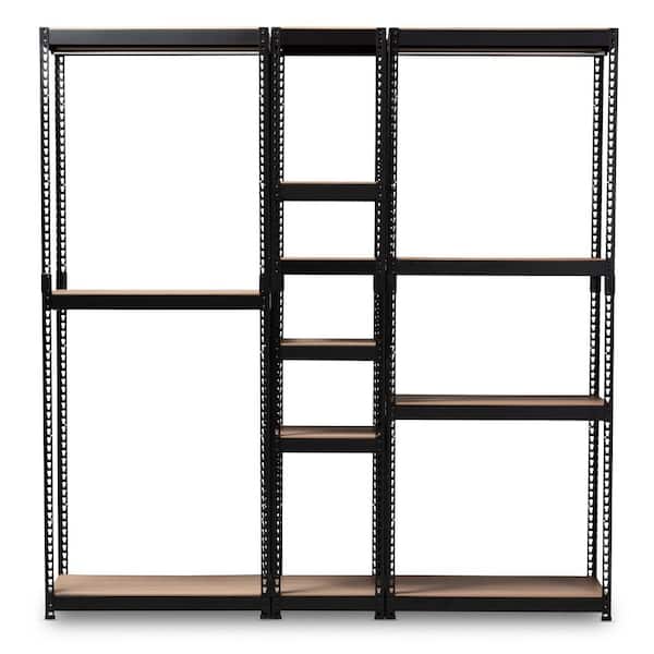 Baxton Studio Gavin Black Storage Rack with 10-Metal Shelves 152-7596 ...