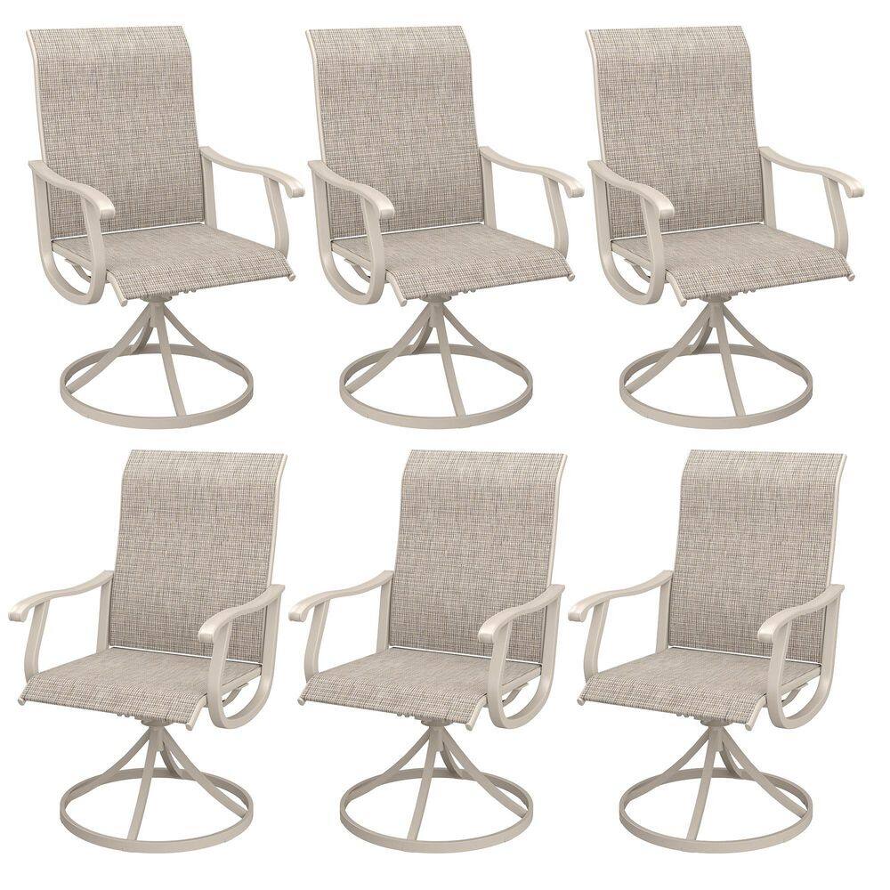 vicllax 6-Piece Outdoor Patio Swivel Dining Chairs with 360° Rotation ...