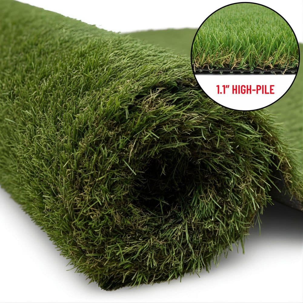 Ottomanson Evergreen 3 ft. x 5 ft. Indoor/Outdoor Realistic Turf Green ...