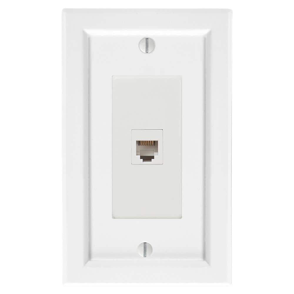 AMERELLE Shaker 1-Gang White Phone Jack BMC Wood Wall Plate 210PHW ...