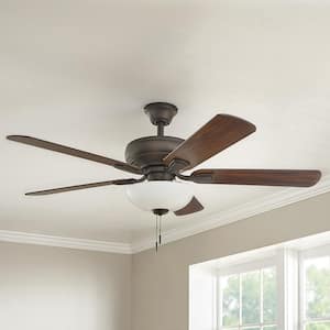 Hampton Bay Rockport 52 in. Indoor LED Bronze Ceiling Fan with Light ...