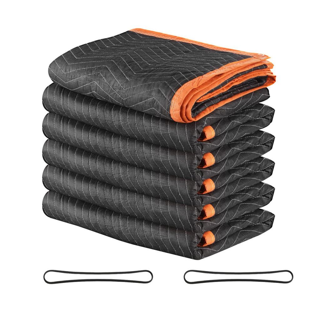 SKYSHALO Moving Blankets 6-Pieces 72 x 40 in. (32 lbs. /dz) with Cotton ...