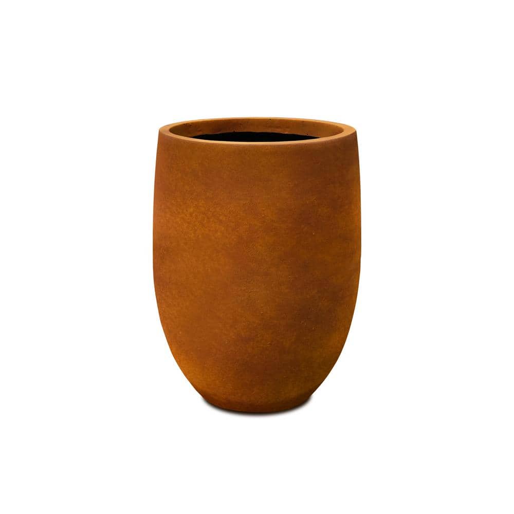 KANTE 21.7"H Faux Rusty Metal Finish Concrete Tall Planter, Large ...