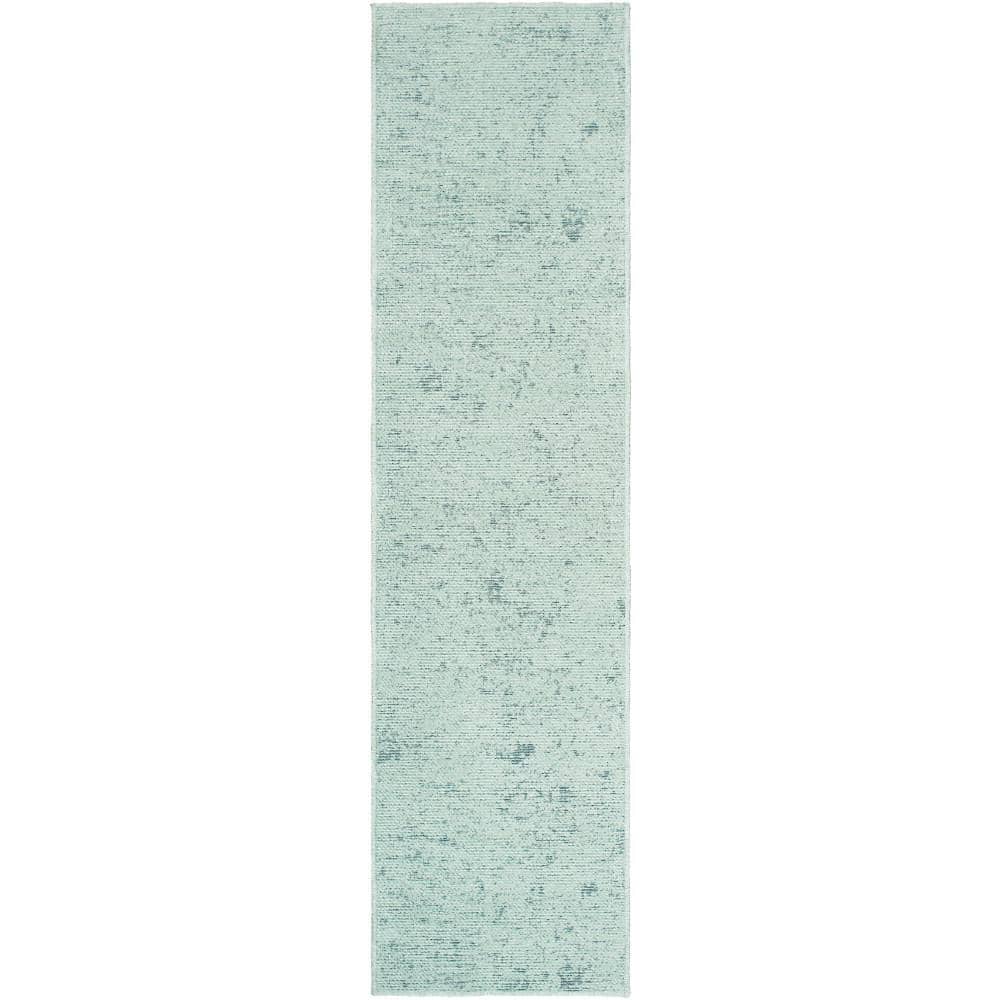 Livabliss Quebec Seafoam 2 ft. x 10 ft. Indoor/Outdoor Machine-Washable ...