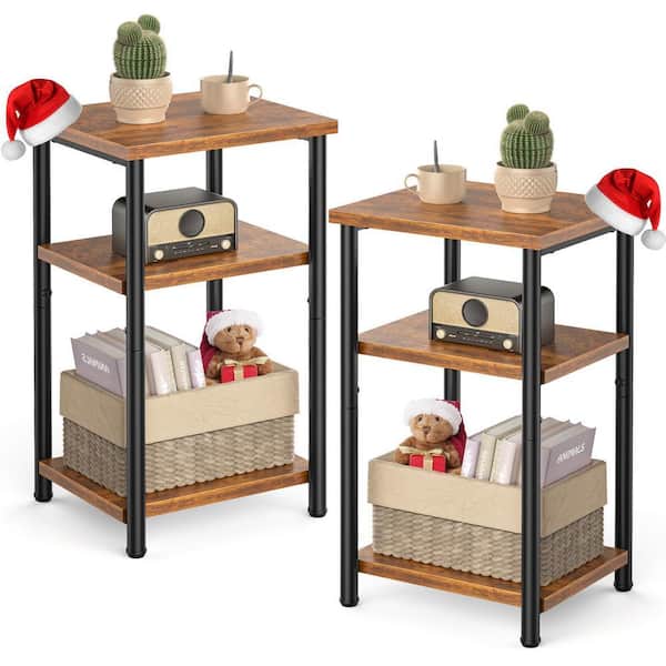 Tileon 3-Tier End Table Side Table with Adjustable Feet, Small ...