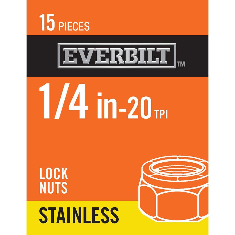 Everbilt 1/4 in.-20 Stainless Steel Nylon Lock Nut (15-Pack) 807582 ...