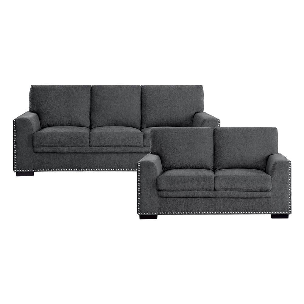Driggs 84 in. W Straight Arm Chenille Rectangle 2-Piece Living Room ...