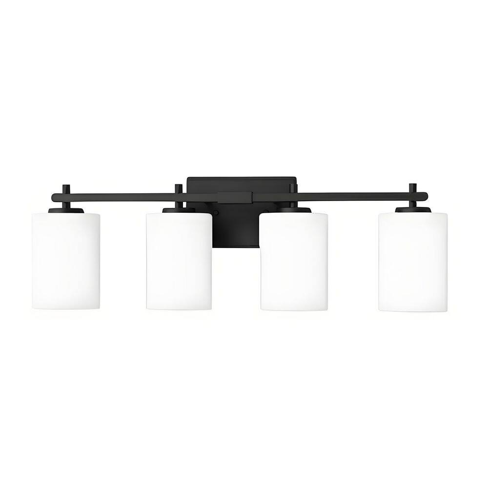 YANSUN 24 in. 4-Light Bathroom Vanity Light with Frosted Glass and ...